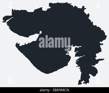Simple outline map of Gujarat is a state of India. Stylized minimal ...