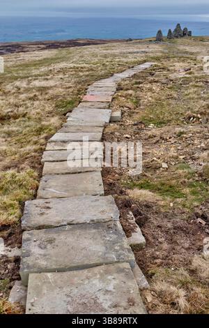 Flagstone path on the Coast to Coast to Nine Standards Rigg, above ...