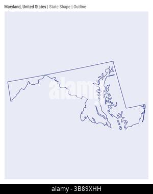 Maryland map. Just a simple border map. Shape of the state. Flat blank ...