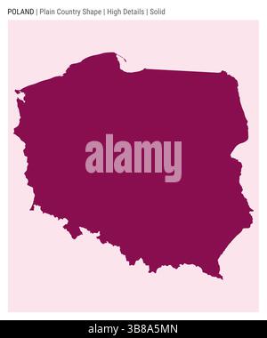 Poland plain country map. High details. Solid regions style. Shape of ...
