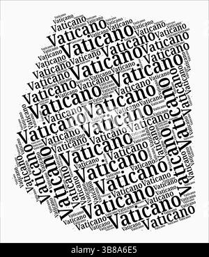 Vatican City Regions Word Clouds. Bright neon style design on dark ...