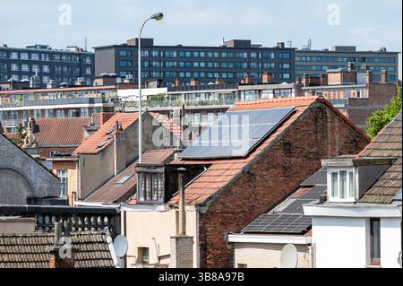 Residential houses in a row backsides and facade Brussels Capital ...