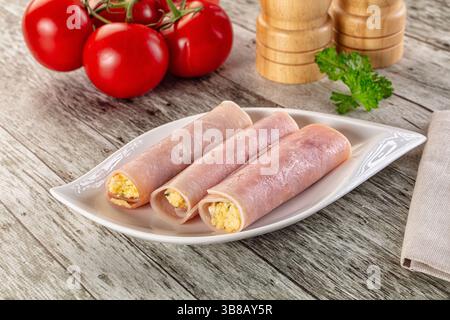 Tasty Roll with han and cheese snack Stock Photo - Alamy