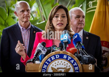 Sen. Rick Scott, R-Fla., speaks to the media after a campaign rally for ...
