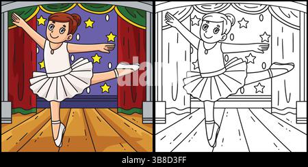 Ballerina doing Arabesque Cartoon Colored Clipart Stock Vector Image ...