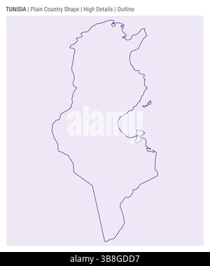 Tunisia plain country map. High details. Solid style. Shape of Tunisia ...