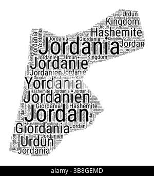 Jordan Map. Jordanian Country Map. Black and White National Nation ...
