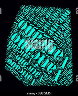 Vatican City regions map word cloud. Vatican City region names. Black ...