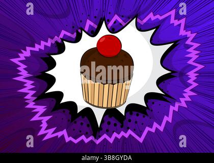 Cartoon Cupcake, comic book Muffin. Retro vector comics pop art design ...