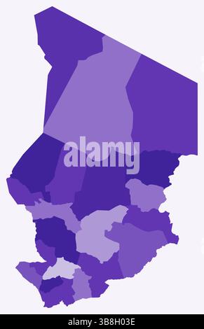 Map of Chad with regions. Just a simple country border map with region ...
