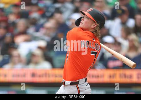 Baltimore Orioles' Jackson Holliday hits a single during the first ...