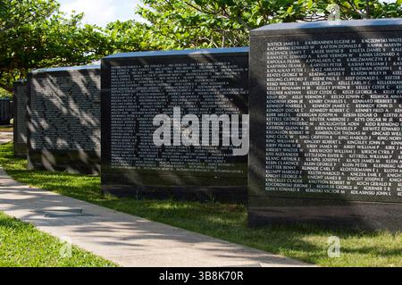Cornerstone of Peace monuments with names of Japanese and American dead ...