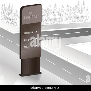 Wayfinding system 3D signage mockup set Direction signs Exterior and ...