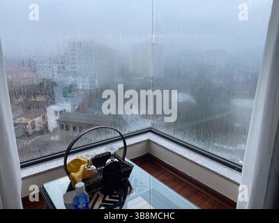 The window glass is fogged up. humidity Stock Photo - Alamy