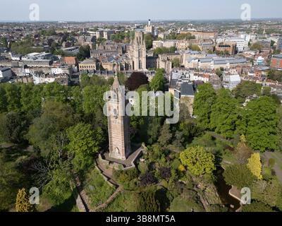 Aerial image of Brandon Hill in Bristol UK featuring the Cabot Tower Stock Photo - Alamy
