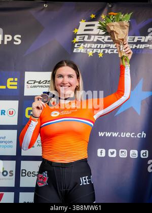 BESANCON, FRANCE - JULY 9: Merel Smulders of the Netherlands, Michelle ...