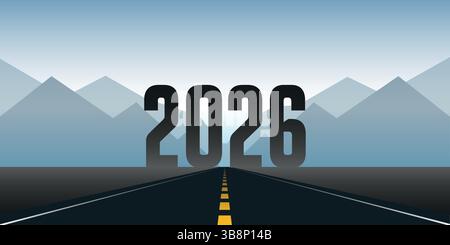 asphalt road direction 2026 blue sky background vector illustration ...