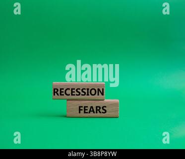 Recession fears symbol. Concept words Recession fears on wooden blocks ...