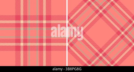 Two vibrant coral plaid patterns, perfect for textile design, fashion ...