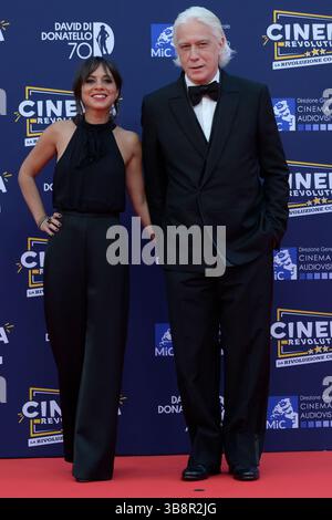 Tommaso Ragno (r) and daughter (l) attend the red carpet of David di ...