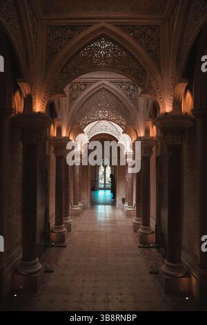 Inside of the Monserrate Palace, a palatial villa located near Sintra ...