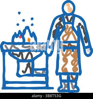 forge blacksmith metal icon doodle illustration Stock Vector Image ...