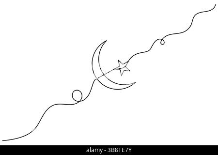 Star in continuous line drawing style. Line art star icon. Vector ...