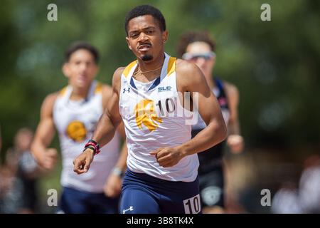 May 1, 2025: East Texas A&M Lions sprinter Christian James competes in ...