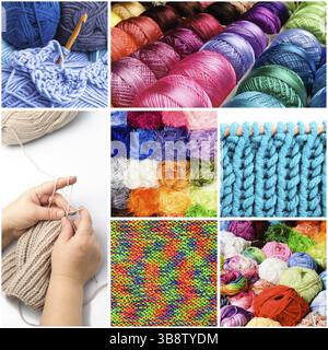 Knitting and crocheting in the collage Stock Photo - Alamy