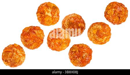 Falling meatballs isolated on white background with clipping path Stock ...
