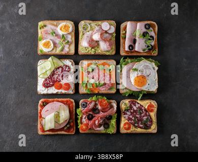 set of square food background - various wheat grains with names close ...