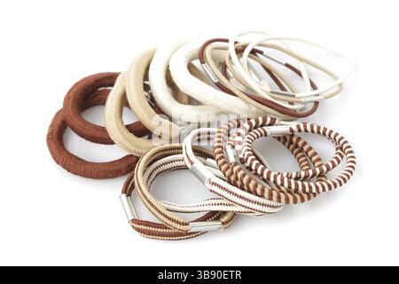 Various elastic band isolated on white background Stock Photo - Alamy