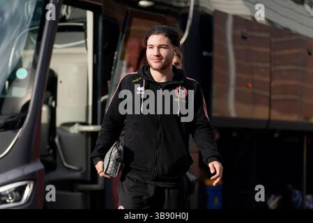 Sheffield United's Callum O'Hare arrives at the ground ahead of the Sky ...