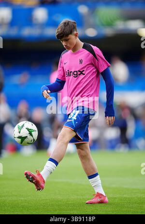 Chelsea's Reggie Walsh warms up ahead of the UEFA Conference League ...