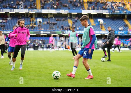 Chelsea's Reggie Walsh (centre) warms up ahead of the UEFA Conference ...
