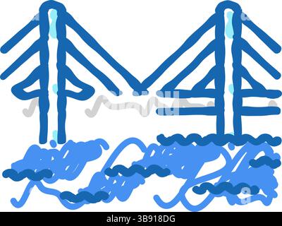 cable-stayed bridge icon doodle illustration Stock Vector Image & Art ...