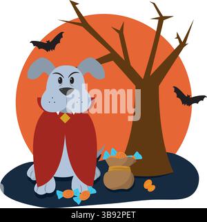 Dog in vampire costume. Vector illustration Stock Vector Image & Art ...
