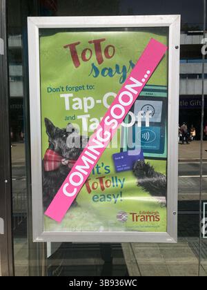 Publicity on the tram platform for the Tap on Tap Off system being ...