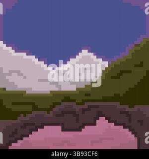 Isolated alps landscape pixel art computer illustration Stock Vector ...