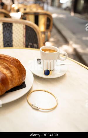 Parisian Cafe Scene: Men's Gold Ring and Bangle with Espresso and ...