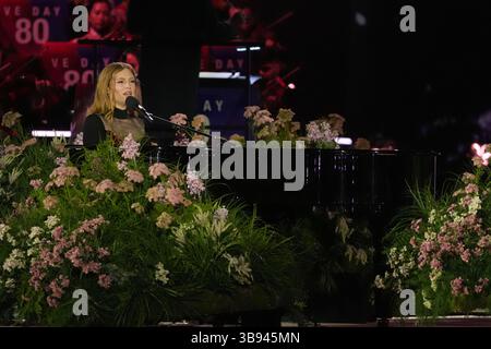 Freya Ridings performing during the concert celebrating the 80th ...