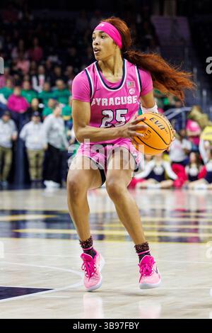 Syracuse guard Alaina Rice (25) is stopped en route to the basket by ...