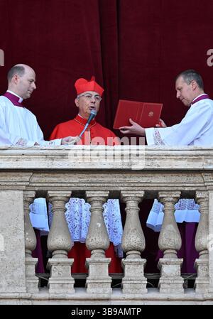 Cardinal Protodeacon Dominique Mamberti announces from the central ...