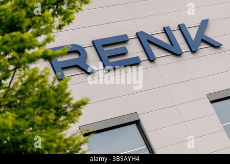 Augsburg, Germany. 08th May, 2025. The lettering and logo of the listed ...