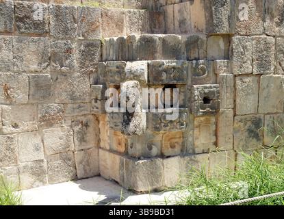 Mexico. Yucatan. Uxmal. Relief sculpture depicting the mask of the rain ...