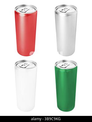 Tin cans in different colors isolated on white, set Stock Photo - Alamy