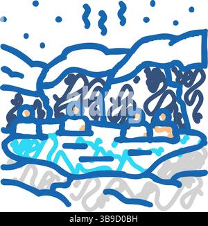 taking dip hot spring winter color icon vector illustration Stock ...