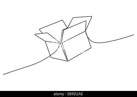 Minimal one line carton box sketch vector outline art on white ...