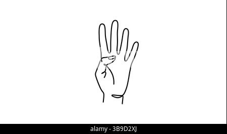 Hand icon with four fingers count number four gesture symbol. Vector illustration Stock Vector ...