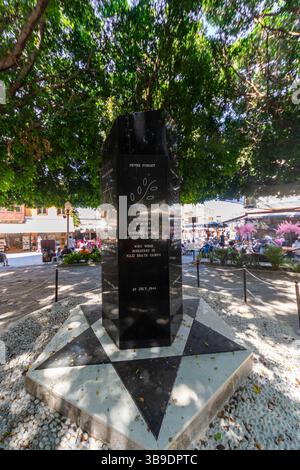 Rhodes, Greece. A Memorial in the former Jewish quarter to the Jews of ...